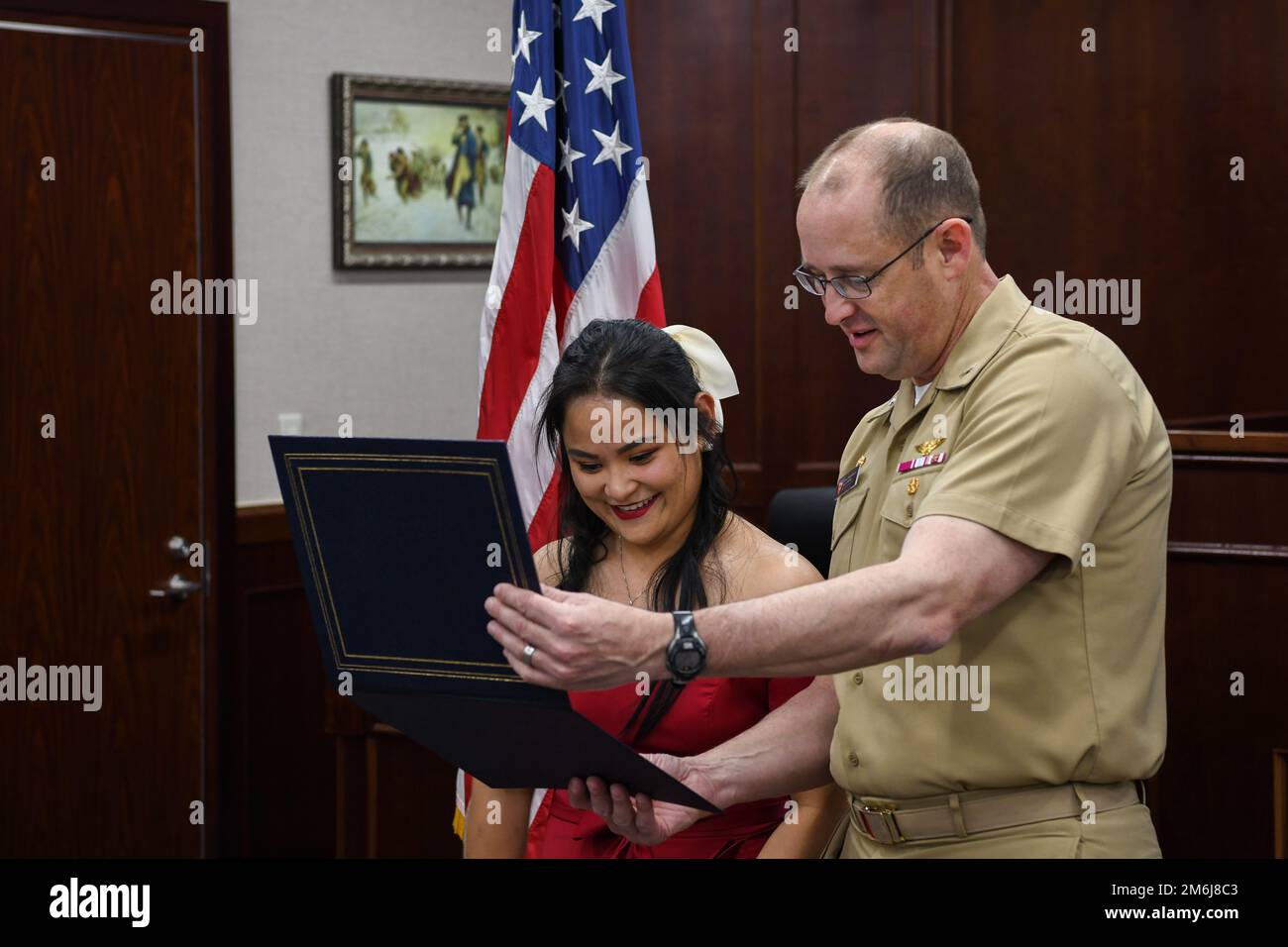MISAWA, Japan (April 28, 2022) – Mrs. Flor Elizabeth Pasno Tran, left ...