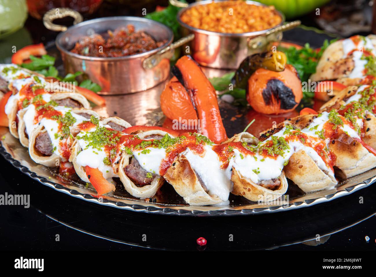 Traditional Turkish Cuisine Sarma Beyti Kebab. Turkish and Arabic Traditional Ramadan Food Kebap ...