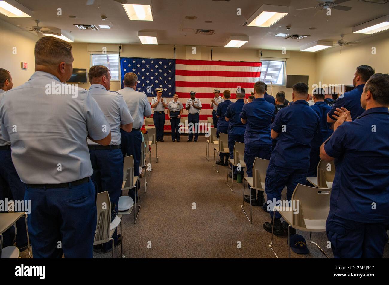 Rear Adm. Richard V. Timme, commander, Coast Guard District Eight, Mast ...