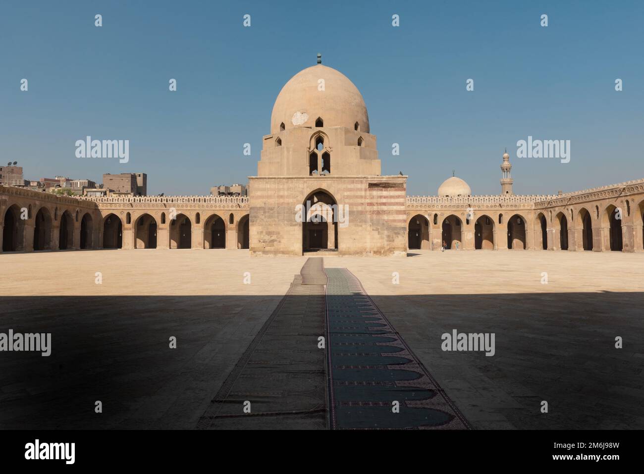 The interior architecture of the courtyard and dome of Ibn Tulin Mosque ...