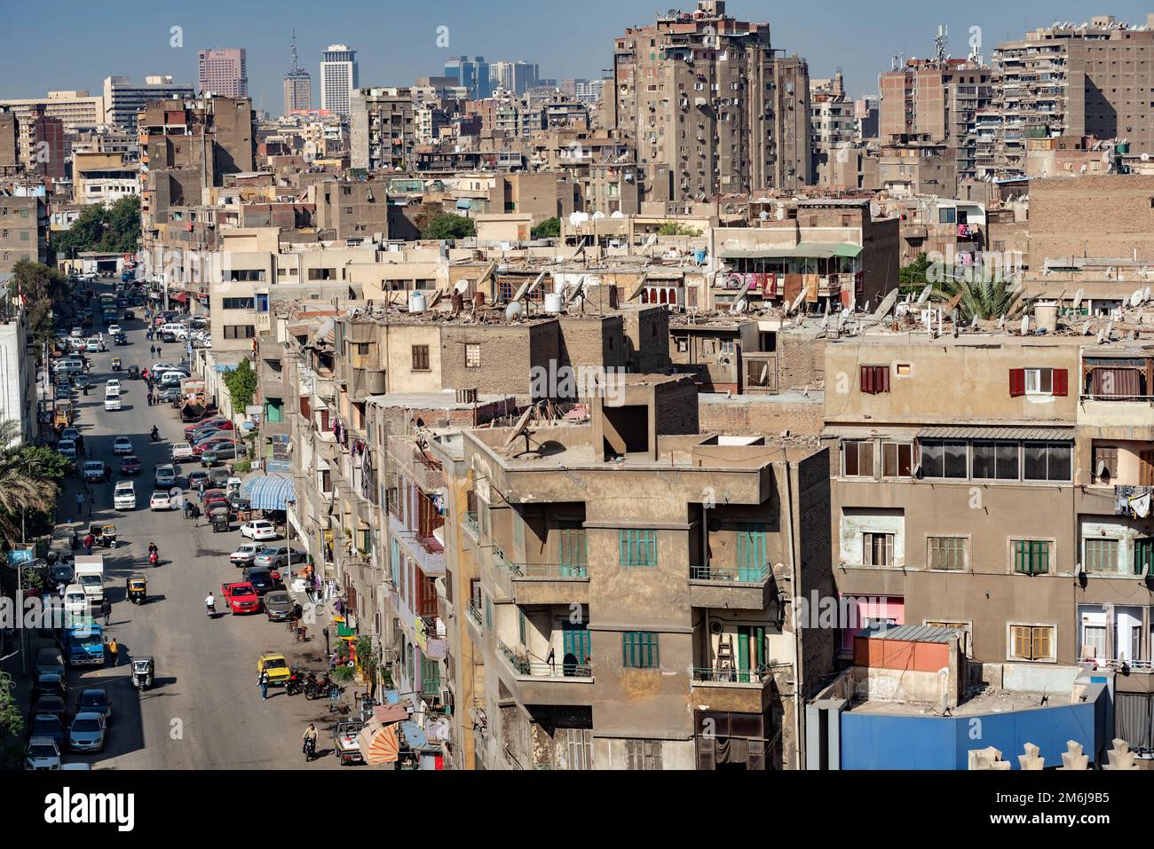Cairo, Egypt. November 29th 2022 Crowded aerial cityscape view of Cairo ...