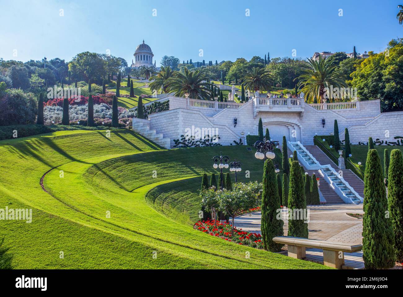 Fantastic view of the terraces of the Shrine of the Bab, the Bahai ...
