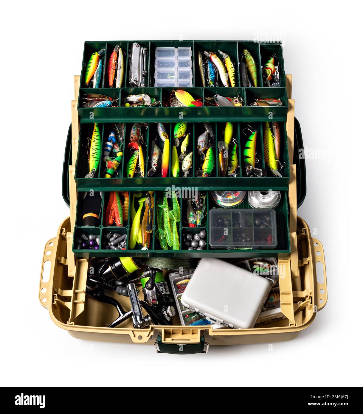 Fishing lure box on white Stock Photo - Alamy