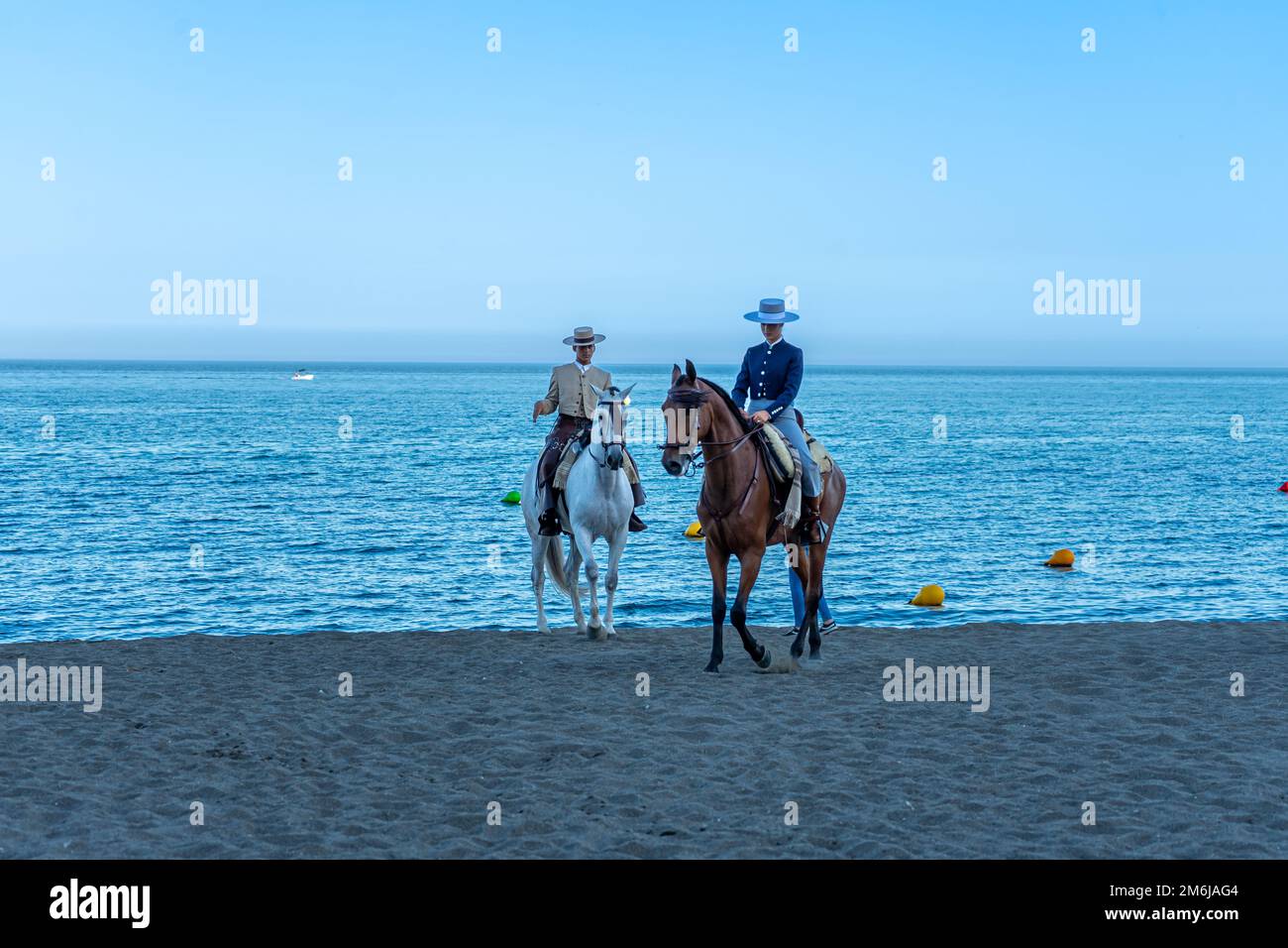 FUENGIROLLA, SPAIN - SEPTEMBER 17, 2022: Spanish traditional riders ...