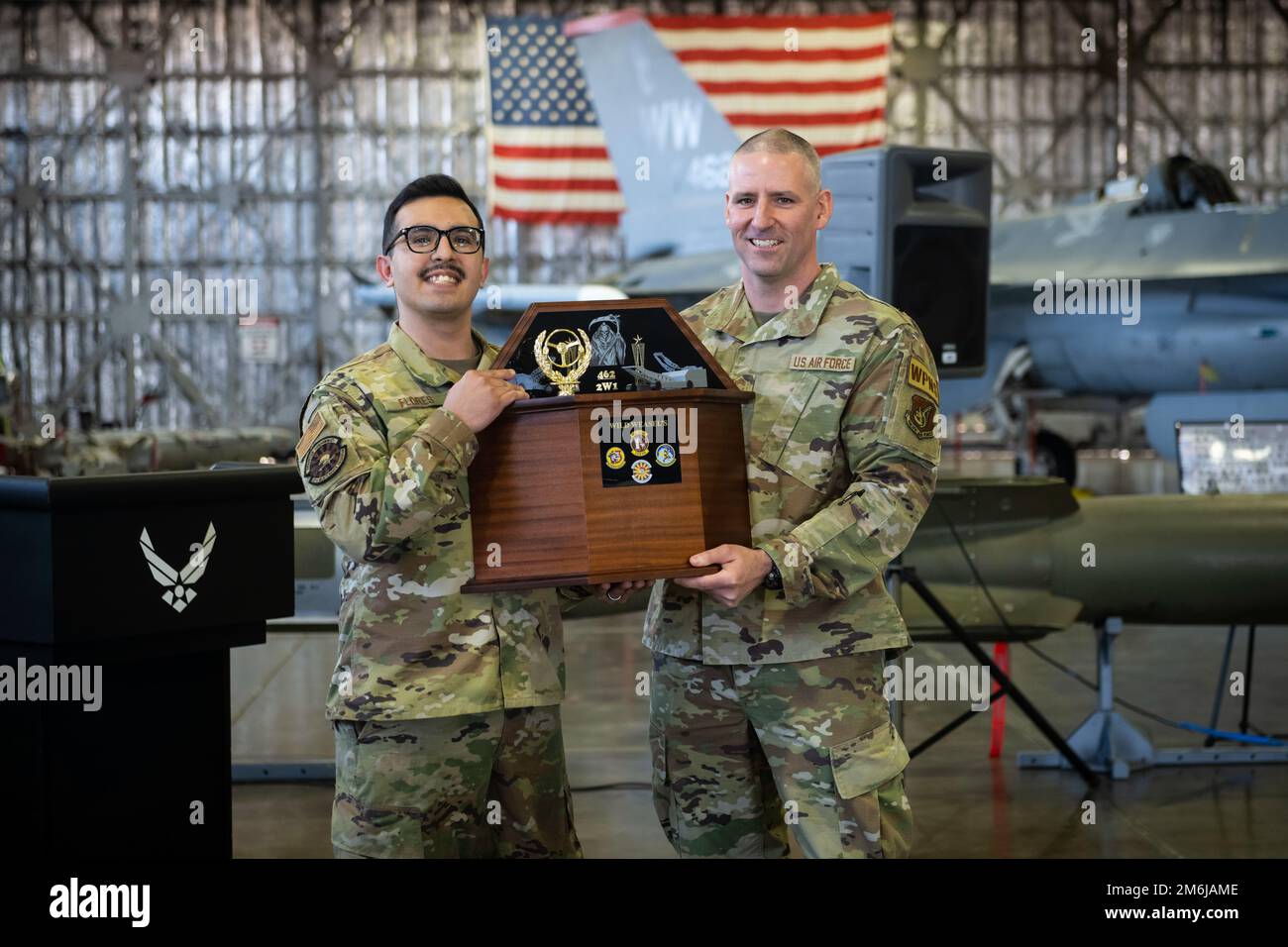 U.S. Air Force Senior Airman Aaron Flores (left), 35th Maintenance ...