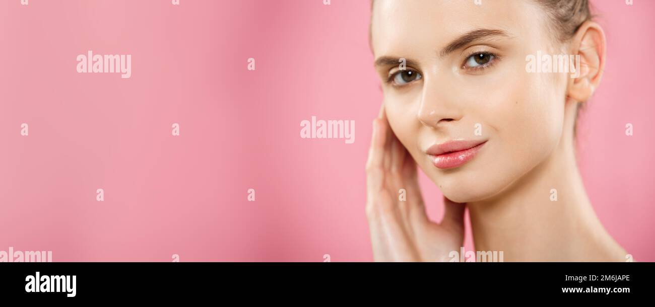 Beauty Spa Concept - Caucasian Woman with perfect face skin Portrait ...