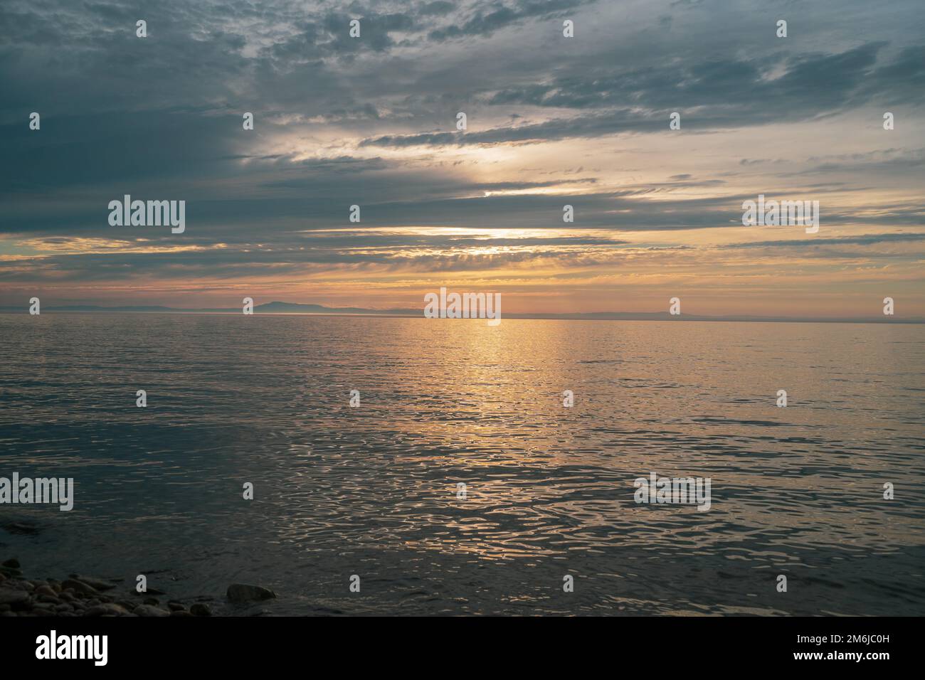 Picturesque view of Lake Baikal in sunrise .Rift lake located in ...