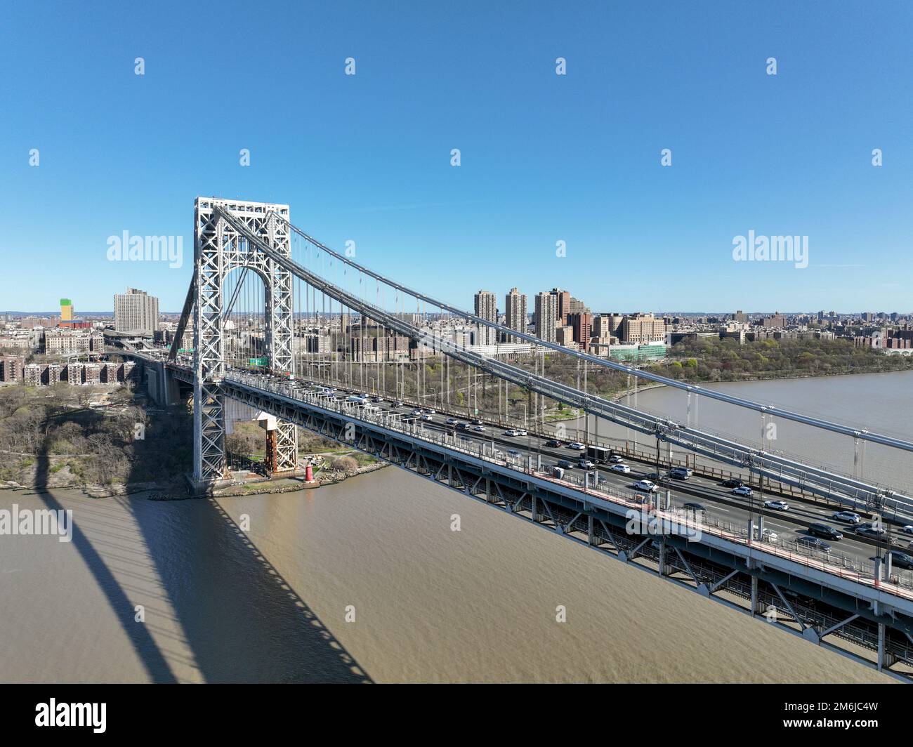 Aerial view of George Washington Bridge in Fort Lee, New Jersey, New ...