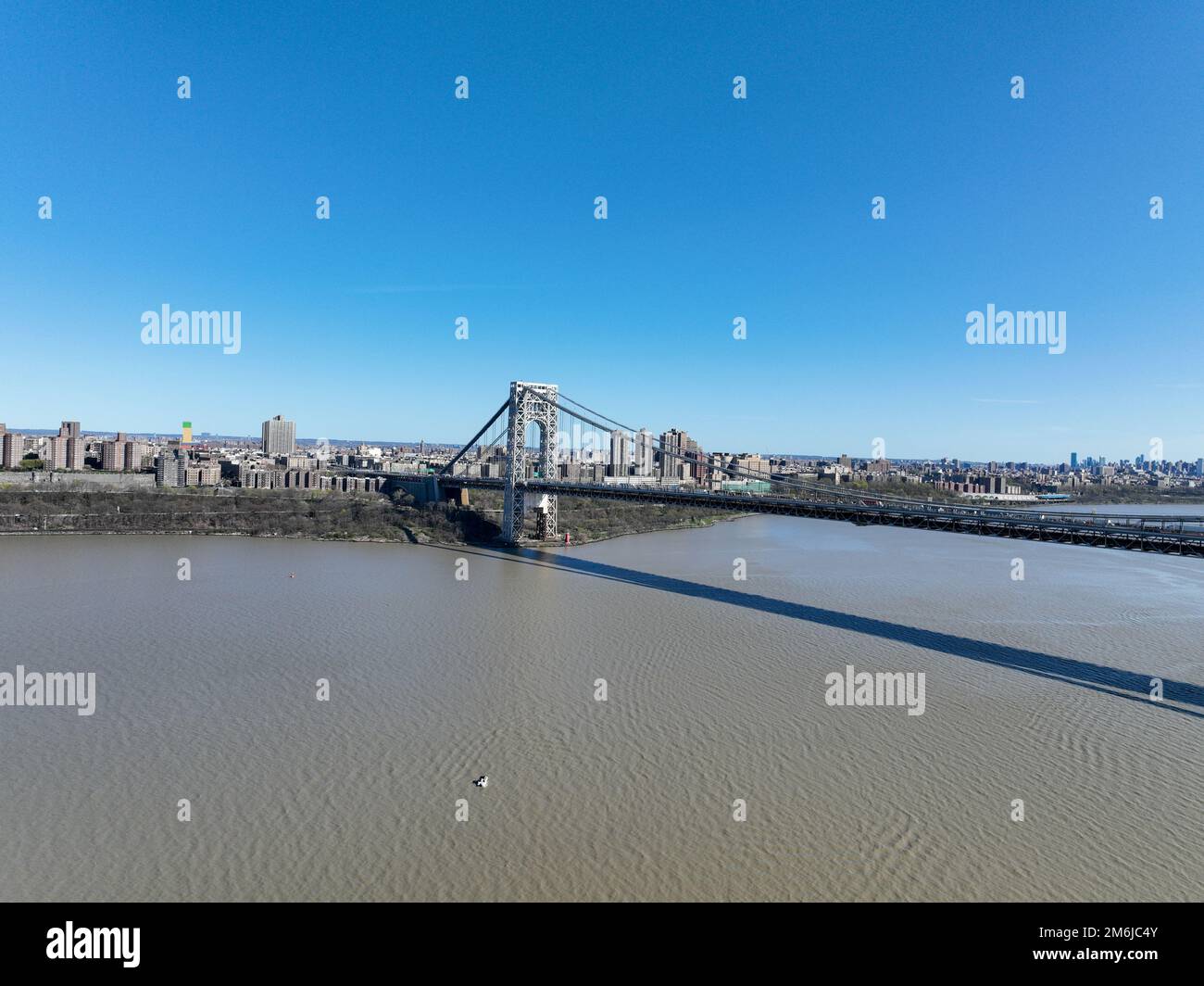 Aerial view of George Washington Bridge in Fort Lee, New Jersey, New ...