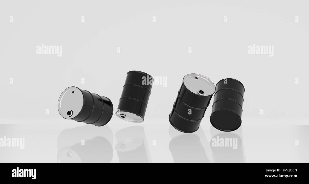 Dropping crude oil barrels Stock Photo - Alamy