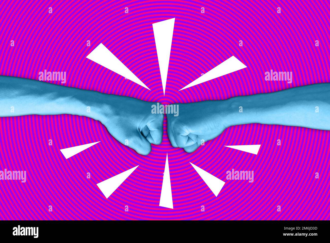 War, confrontation, kick concept. Contemporary art collage with two ...