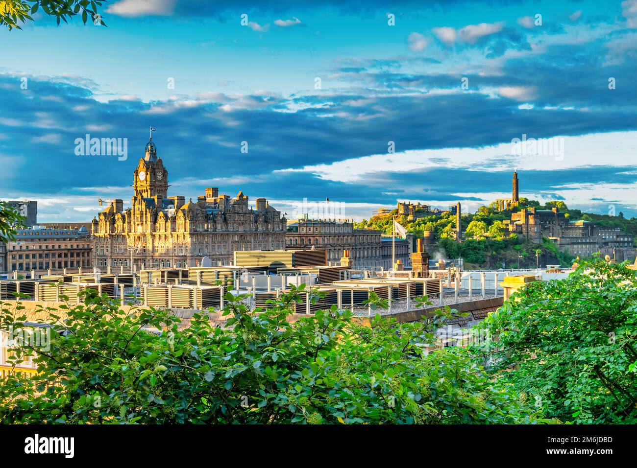 Downtown Edinburgh and Calton Hill Scotland Skyline Stock Photo - Alamy