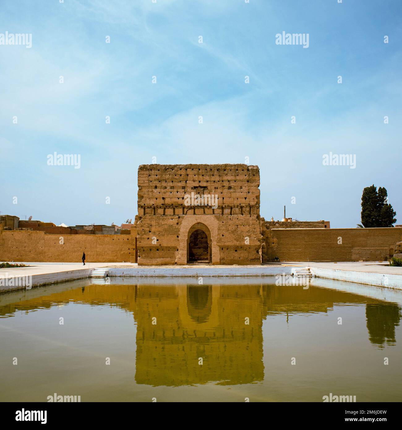 A beautiful view of the historical Badii Palace a part of Marrakech ...