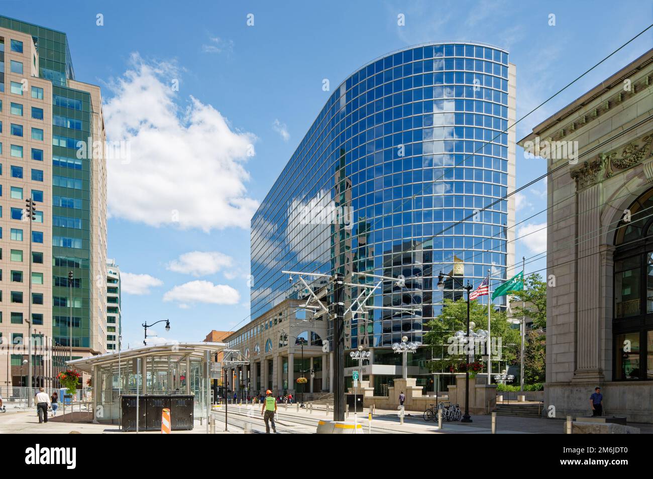 The blue glass M&T Center, aka 3 Fountain Plaza, was built in 1983 as ...