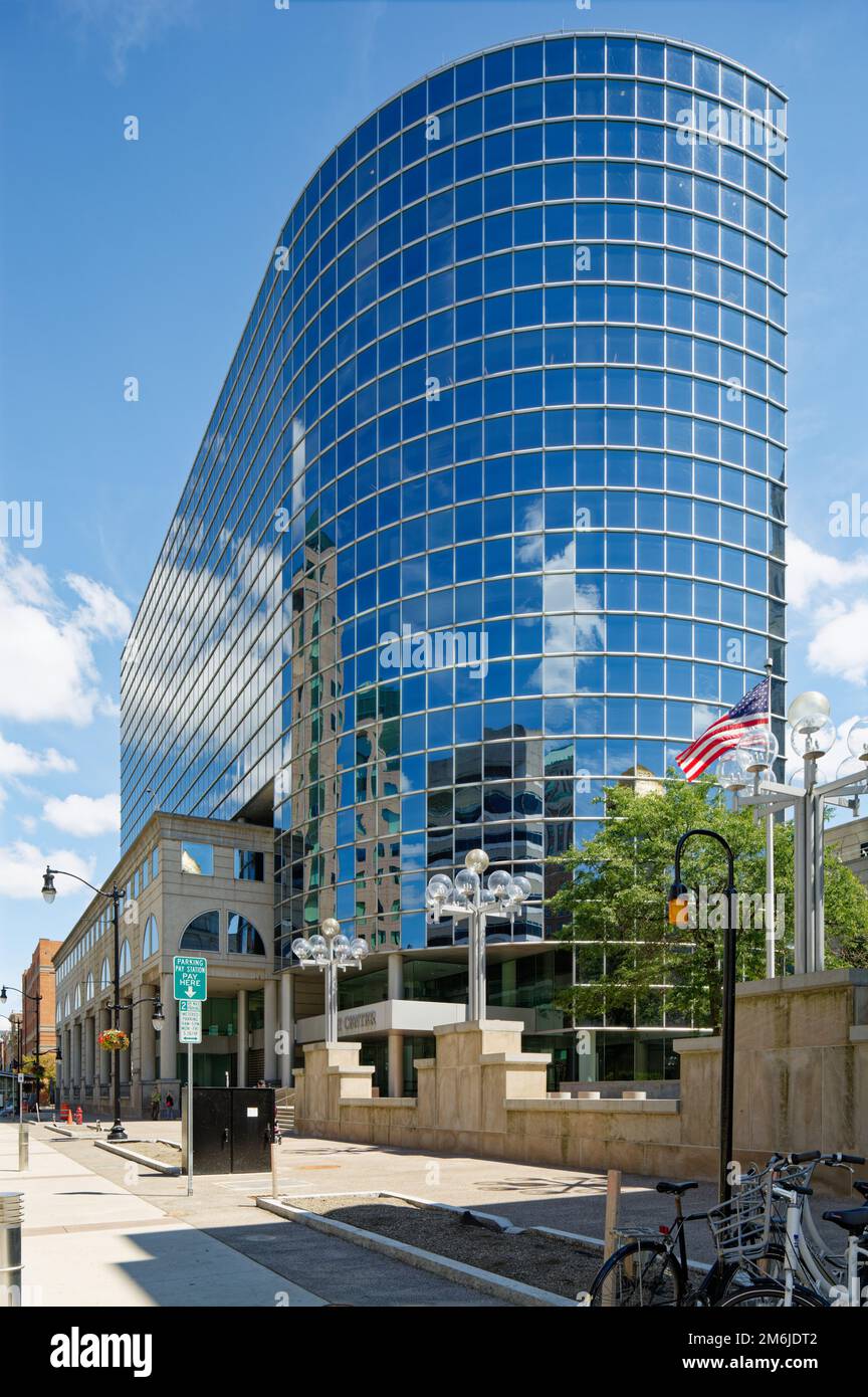 The blue glass M&T Center, aka 3 Fountain Plaza, was built in 1983 as ...