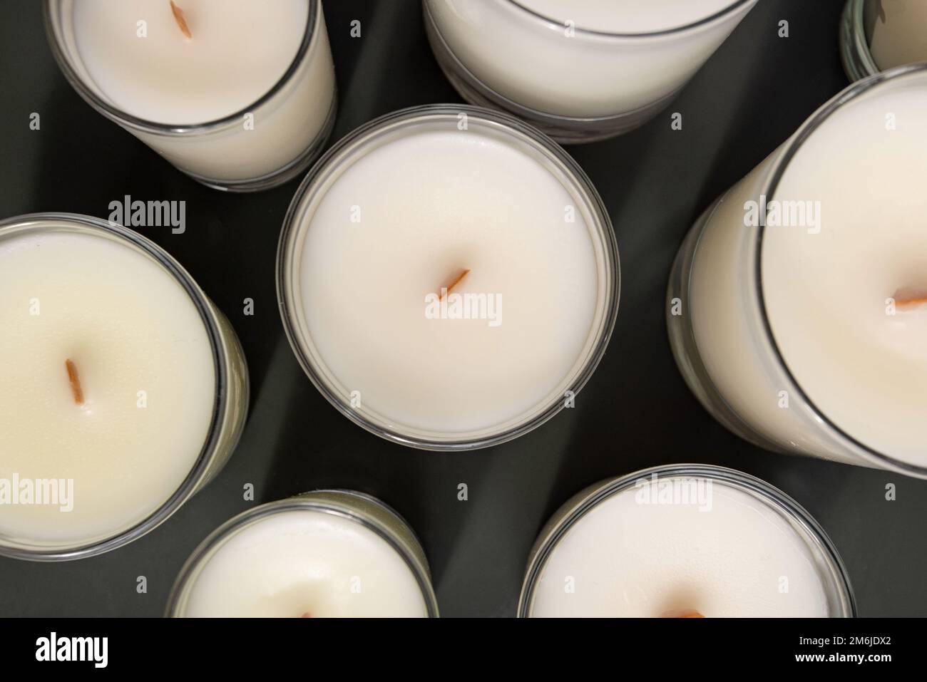 Handmade soy candle in glass cup with wooden wick. Natural. Scented ...