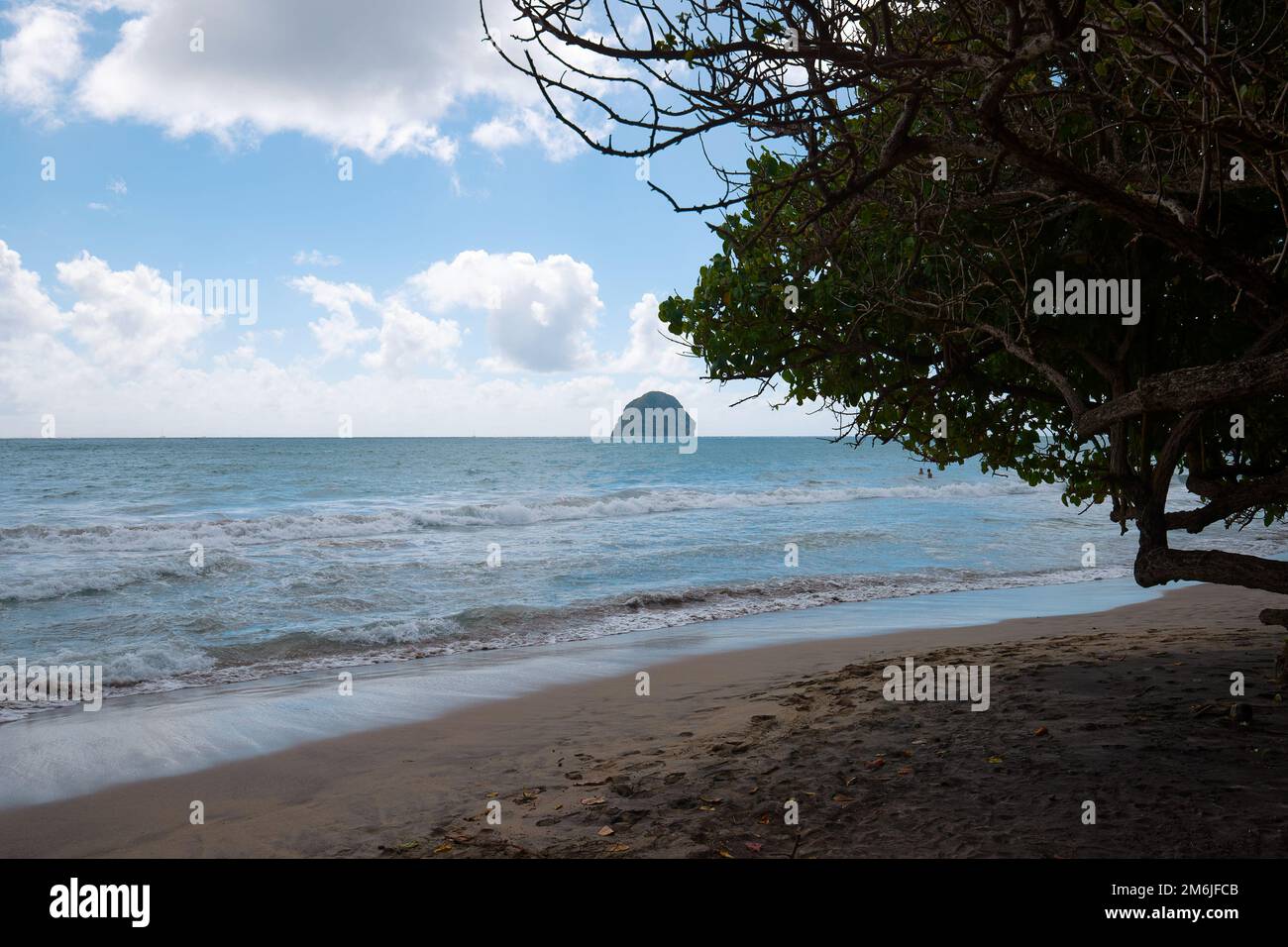 Diamond rock and Caribbean beach , Martinique island, French West ...
