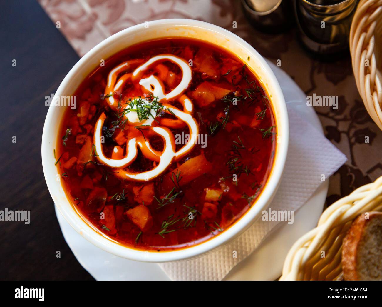 Russian cuisine - solyanka soup with various ingredients Stock Photo ...