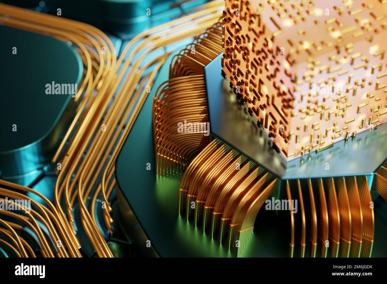 Abstract technological background from blocks.Quantum computing ...