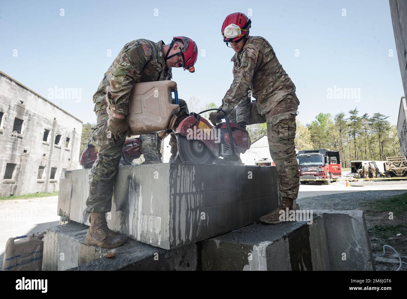 U.S. Army engineers assigned to 911th Technical Rescue Engineer Company ...