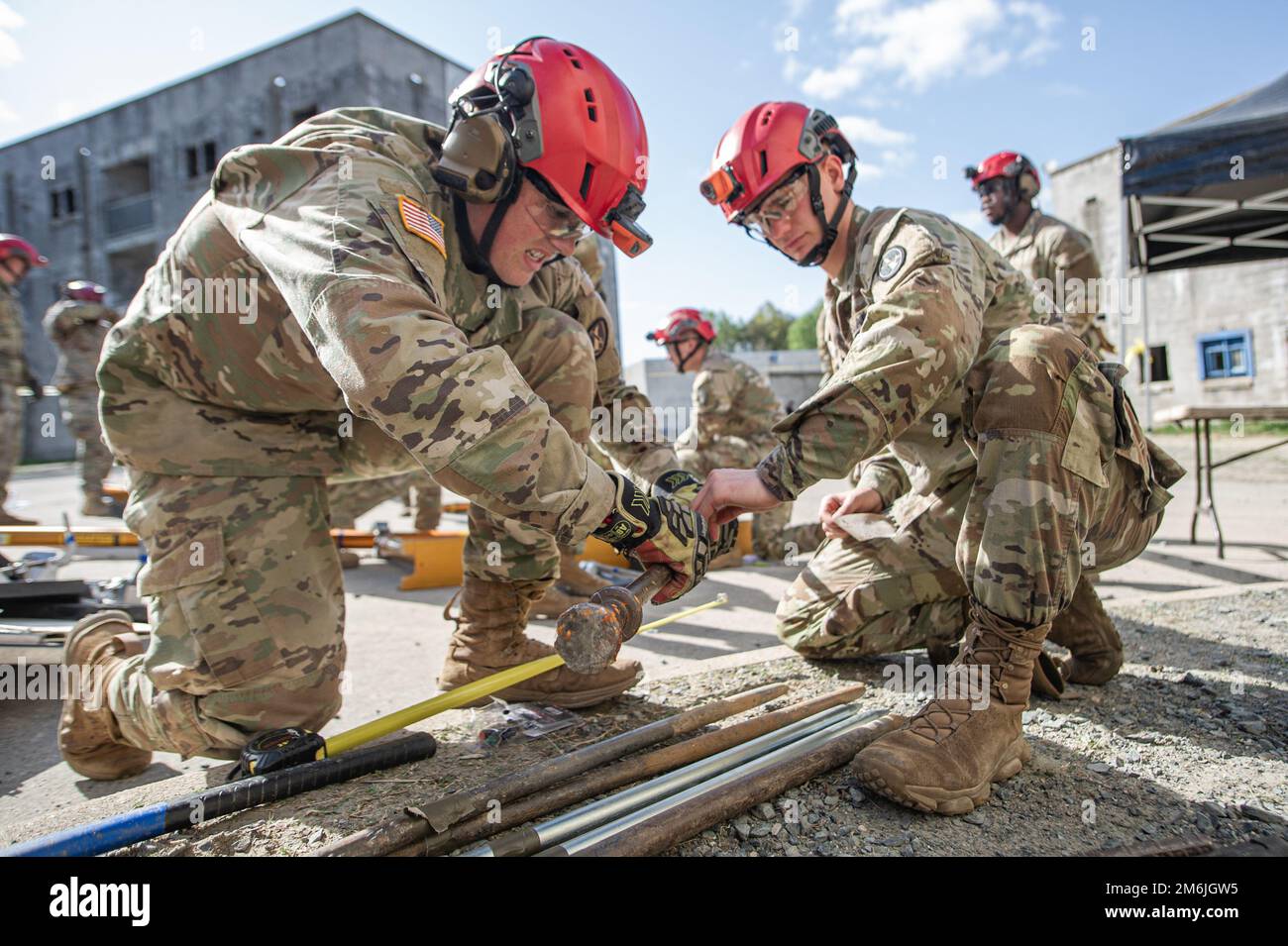 U.S. Army engineers assigned to 911th Technical Rescue Engineer Company ...