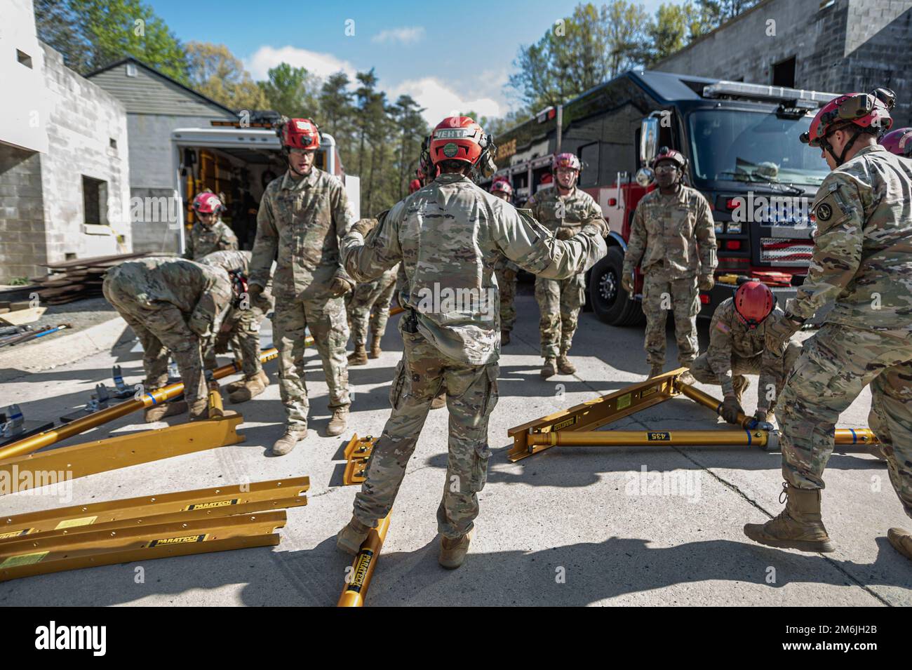 U.S. Army engineers assigned to 911th Technical Rescue Engineer Company ...