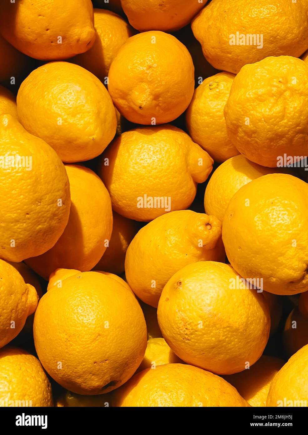 Lemons as healthy organic food background, fresh fruits at farmers ...