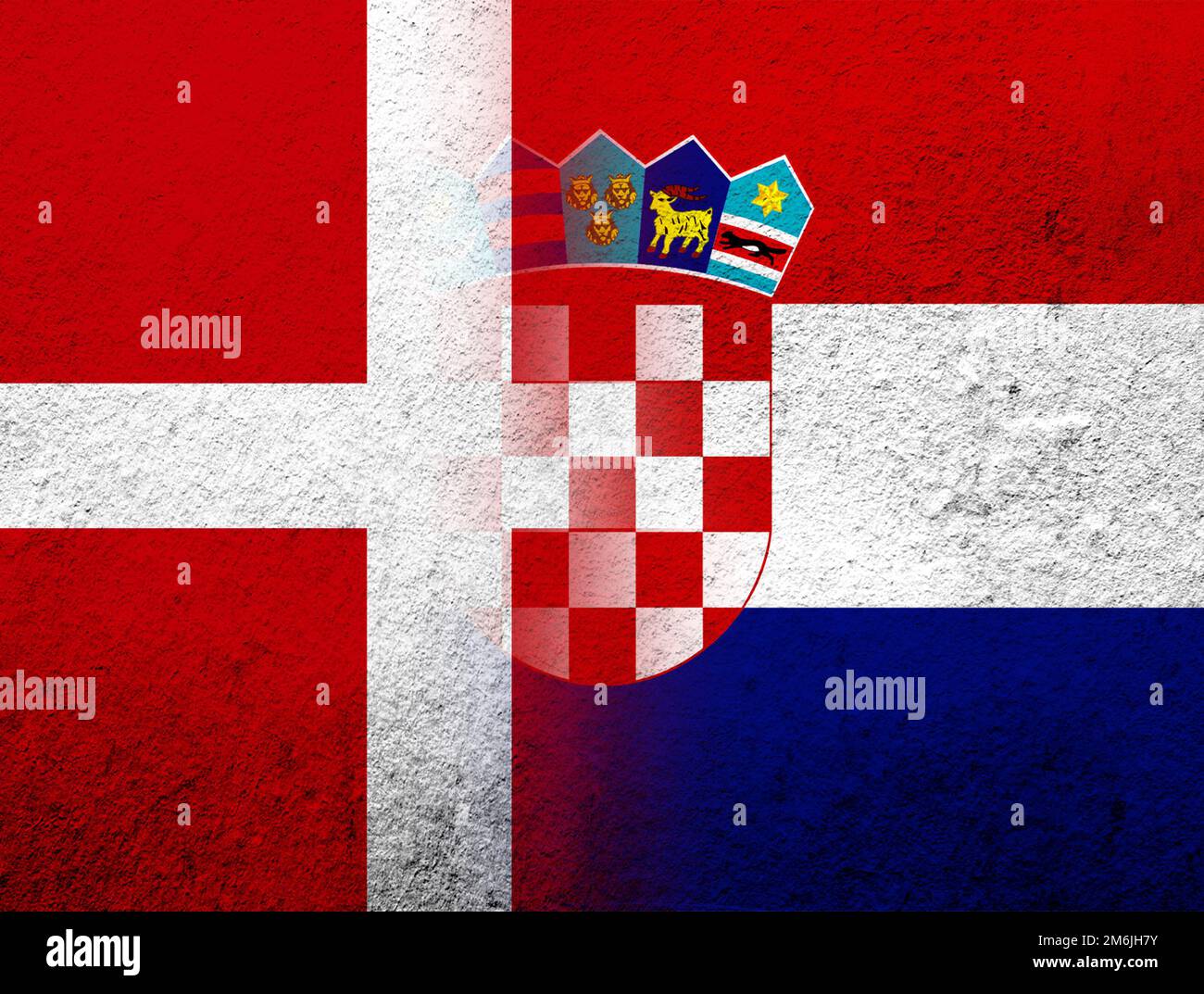 The Kingdom of Denmark National flag with Republic of Croatia National ...