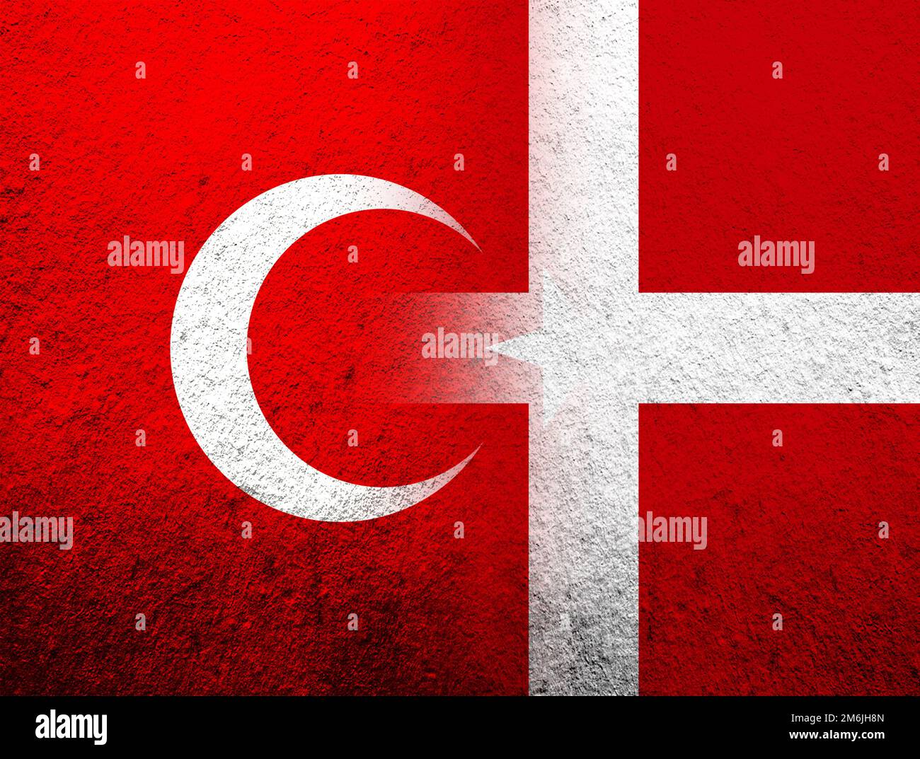 The Kingdom of Denmark National flag with National flag of Turkey ...