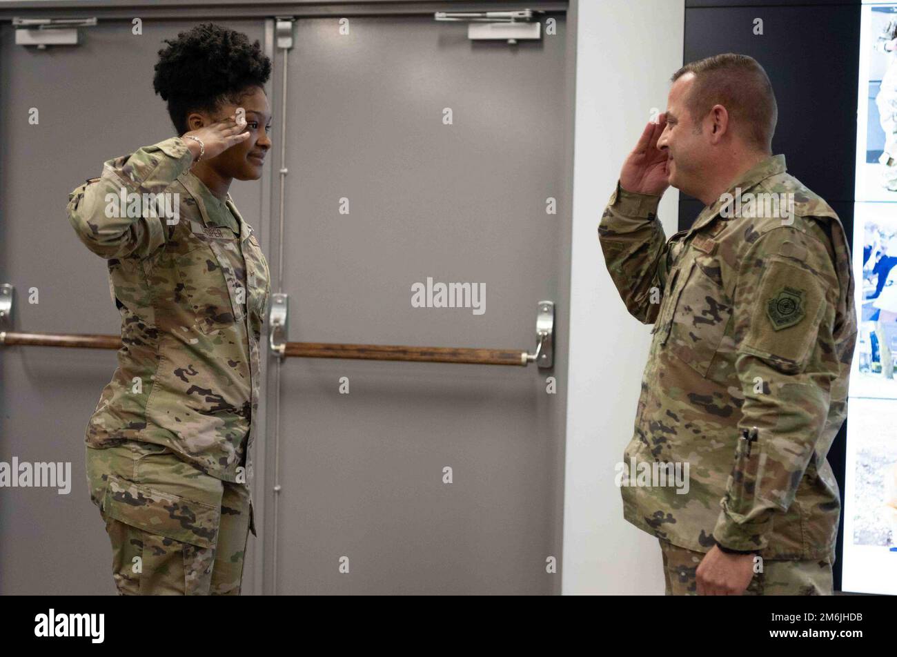U.S. Air Force Airman 1st Class Mariyah Cooper, left, 35th Health Care ...