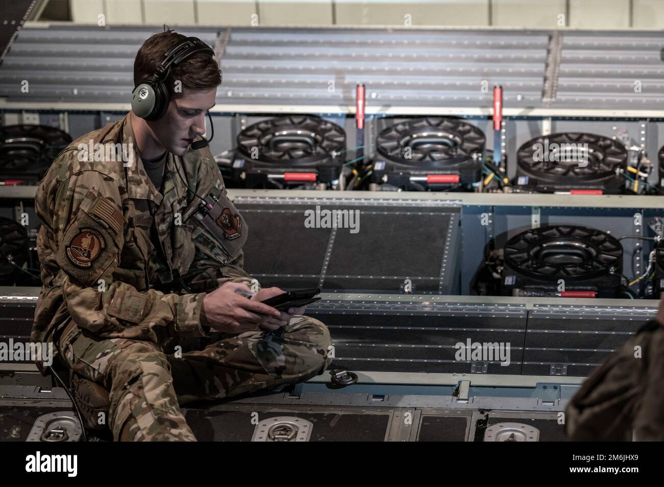 U.S. Air Force Senior Airman Jaxon Brown, an aerial gunner with the 4th ...