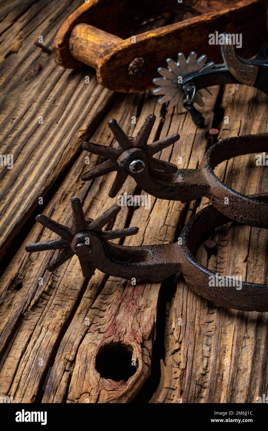 Old Rusty Spurs Still Life Stock Photo - Alamy