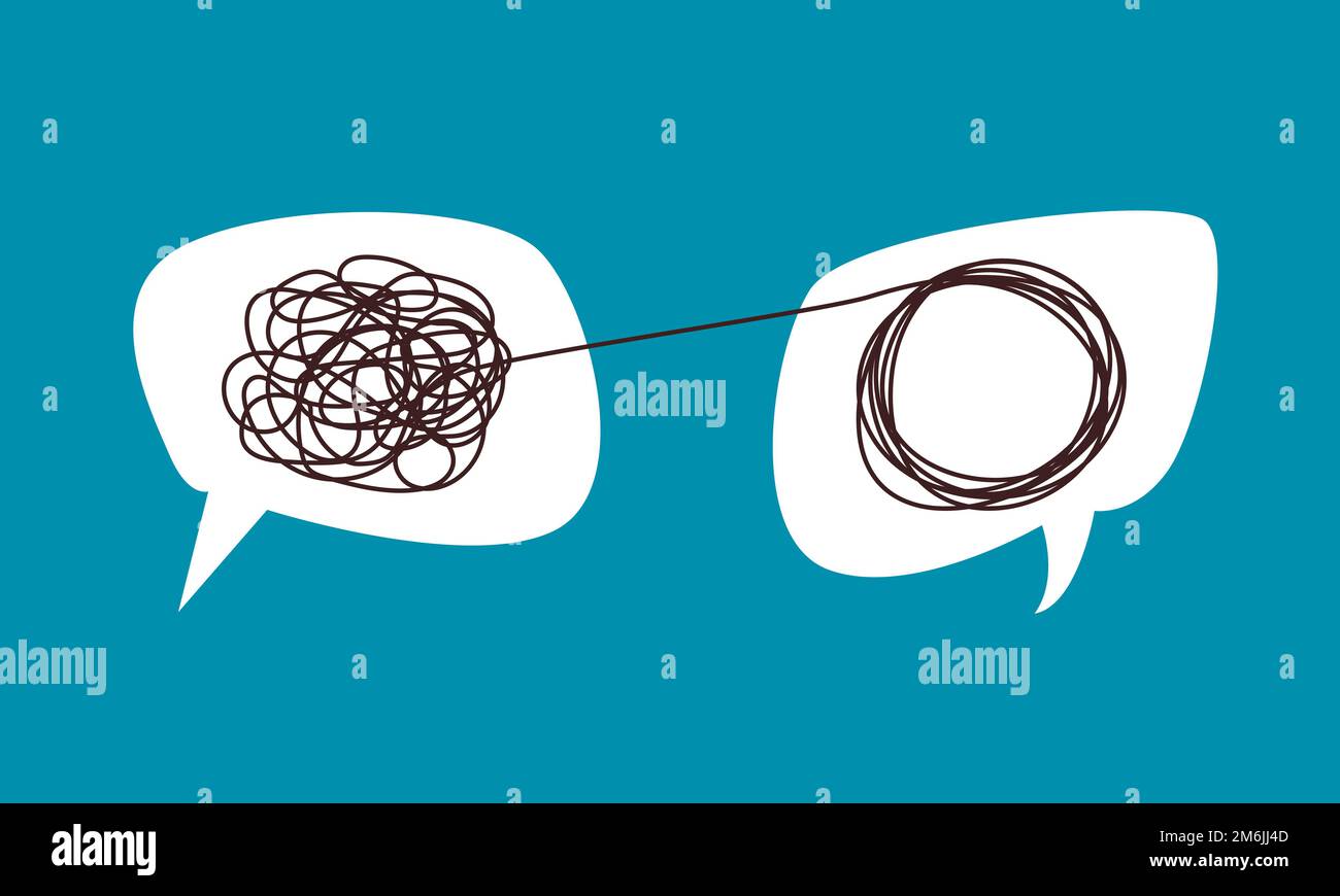 Tangle chaos, psychoterapy concept. Business design in one line, order ...