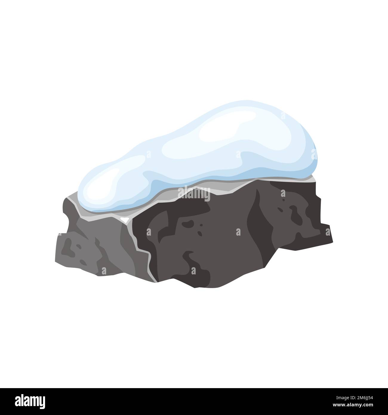 Stone and rock in snow. Snowy mountains in cartoon, heap of boulders in ...