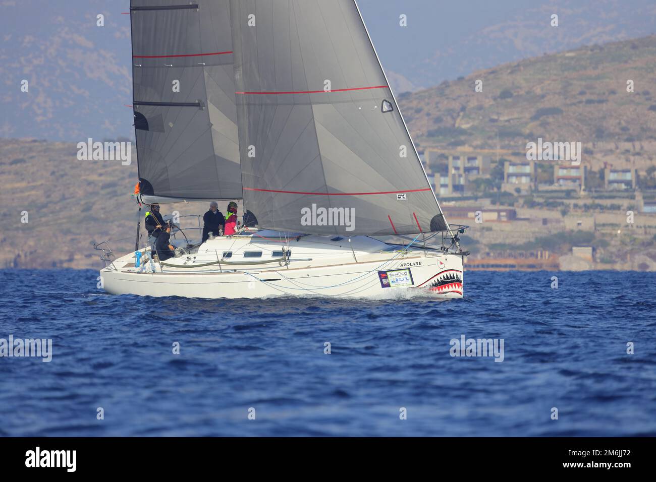 Bodrum,Turkey. 04 December 2022: Sailboats sail in windy weather in the ...