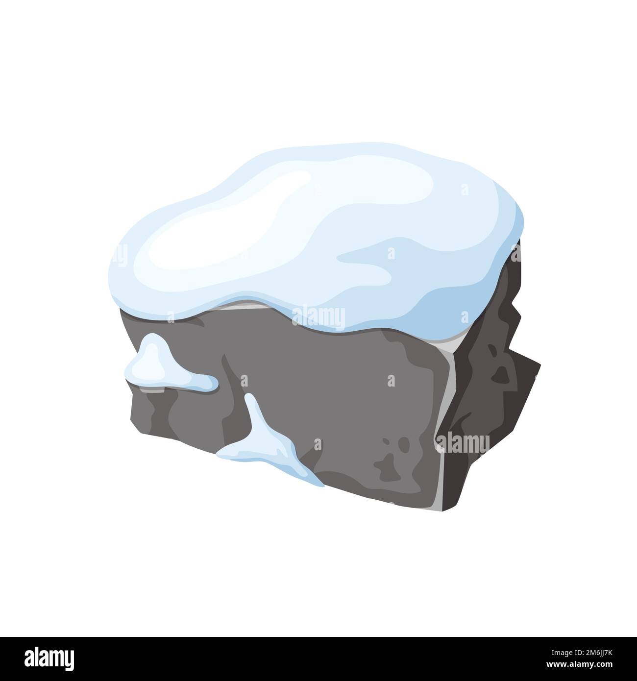 Stone and rock in snow. Snowy mountains in cartoon, heap of boulders in ...