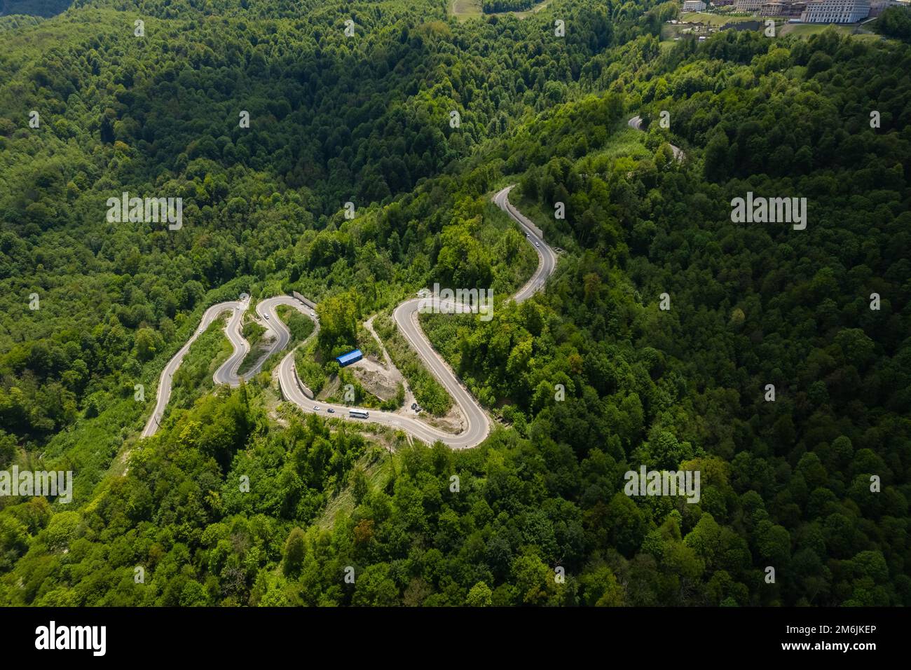 Aerial mountain curvy road in South Russia Stock Photo - Alamy