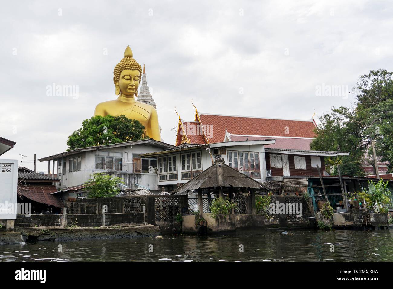 The view of the giant buddha at Wat Paknam from the river Stock Photo ...