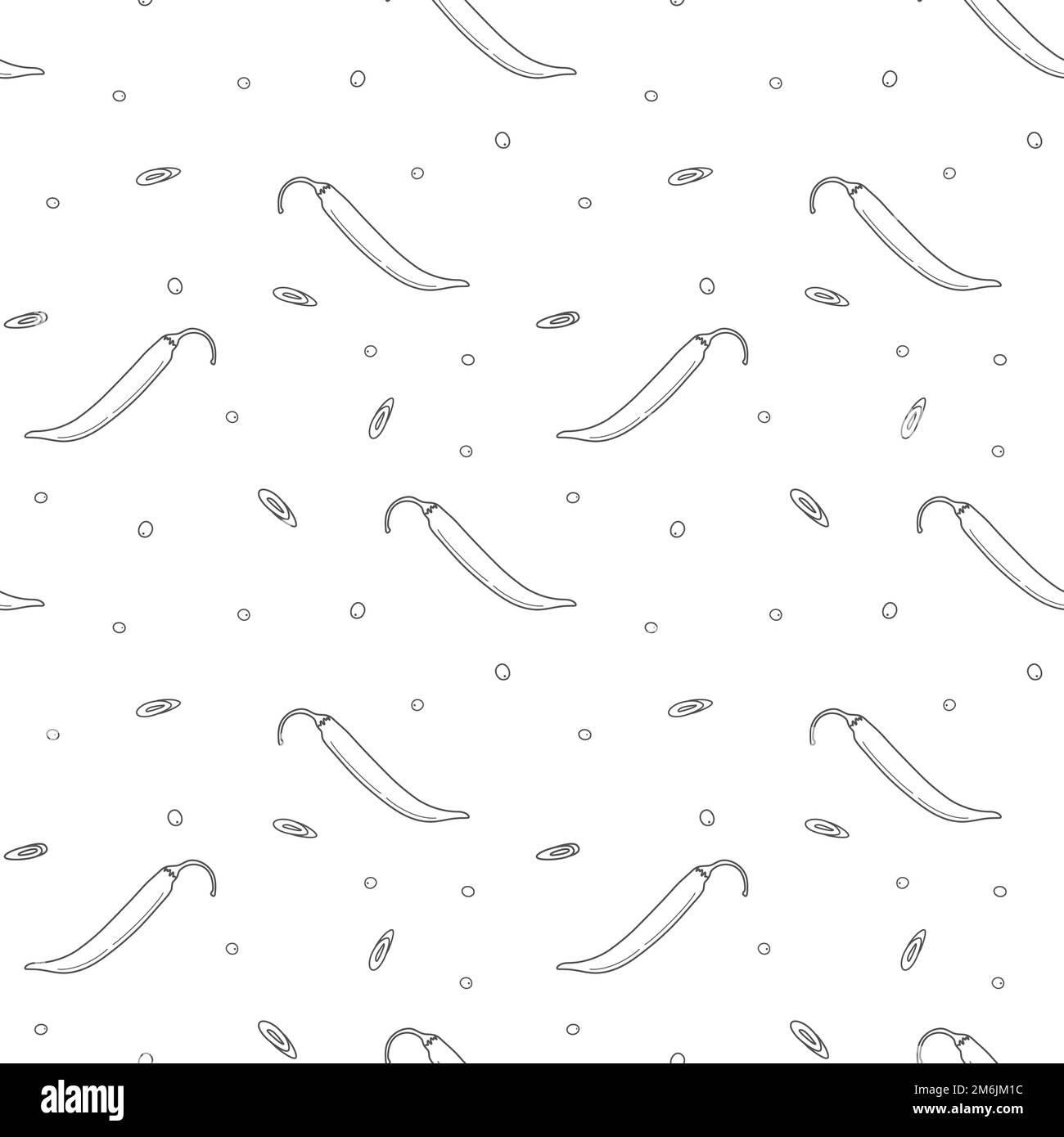 Endless pattern of chili pepper and slices and peppercorn. Latin ...