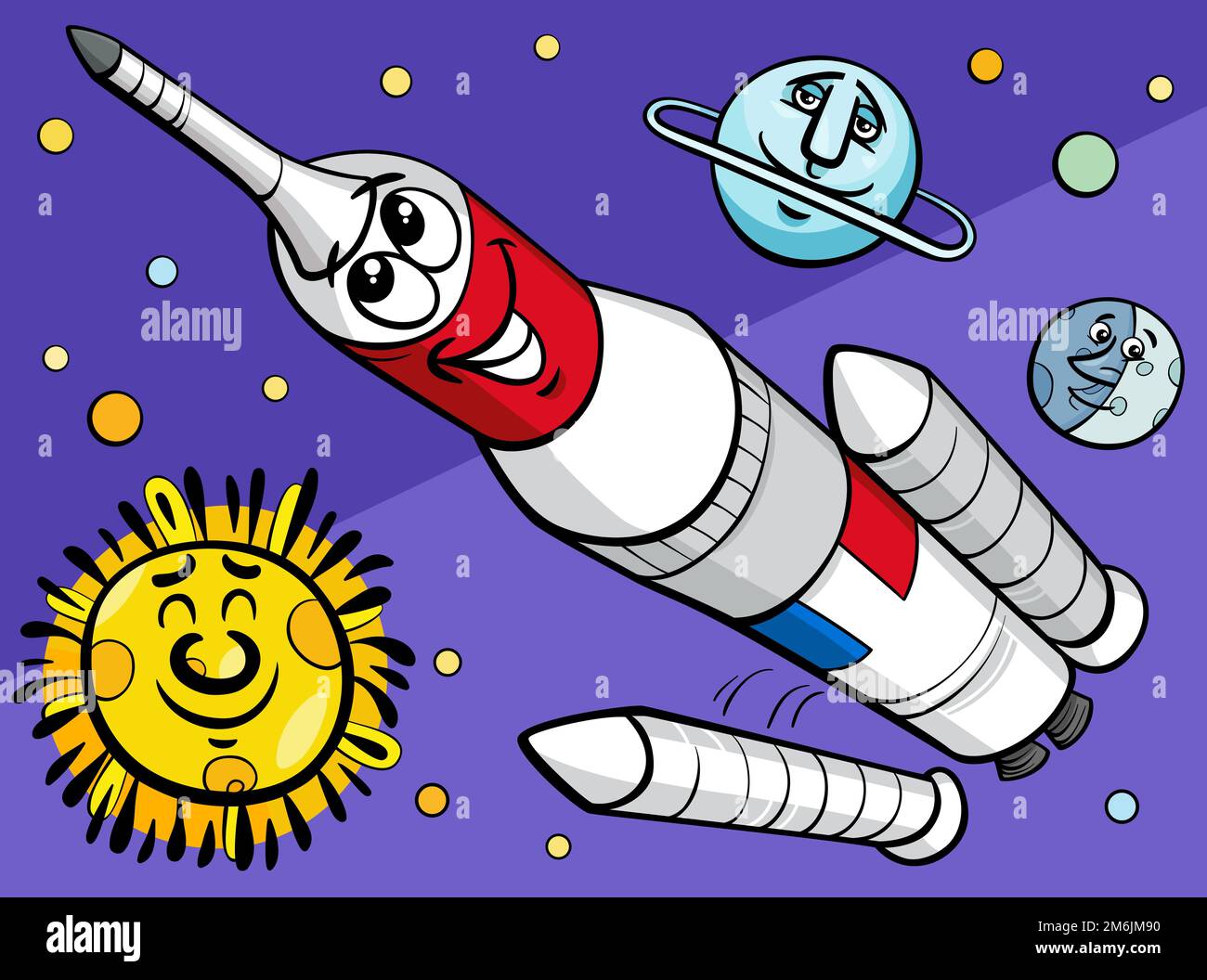 Cartoon space rocket character in cosmic space Stock Photo - Alamy