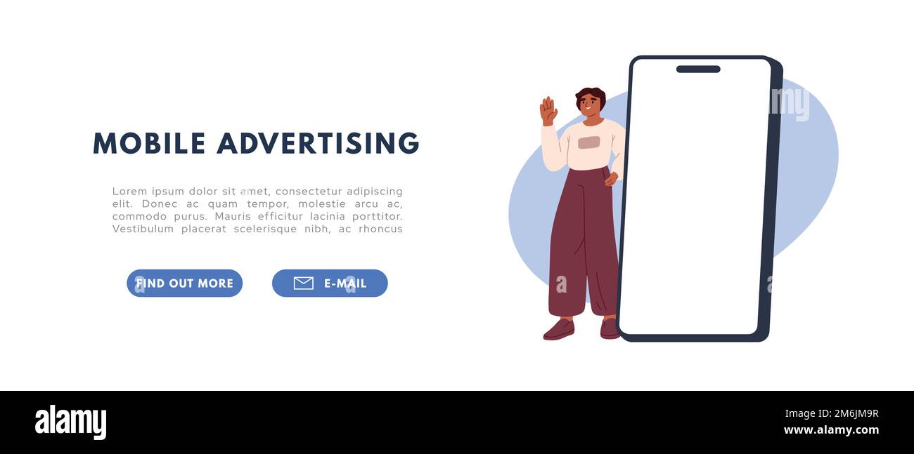 Young people with smartphones, empty screen advertisement mobile phone ...