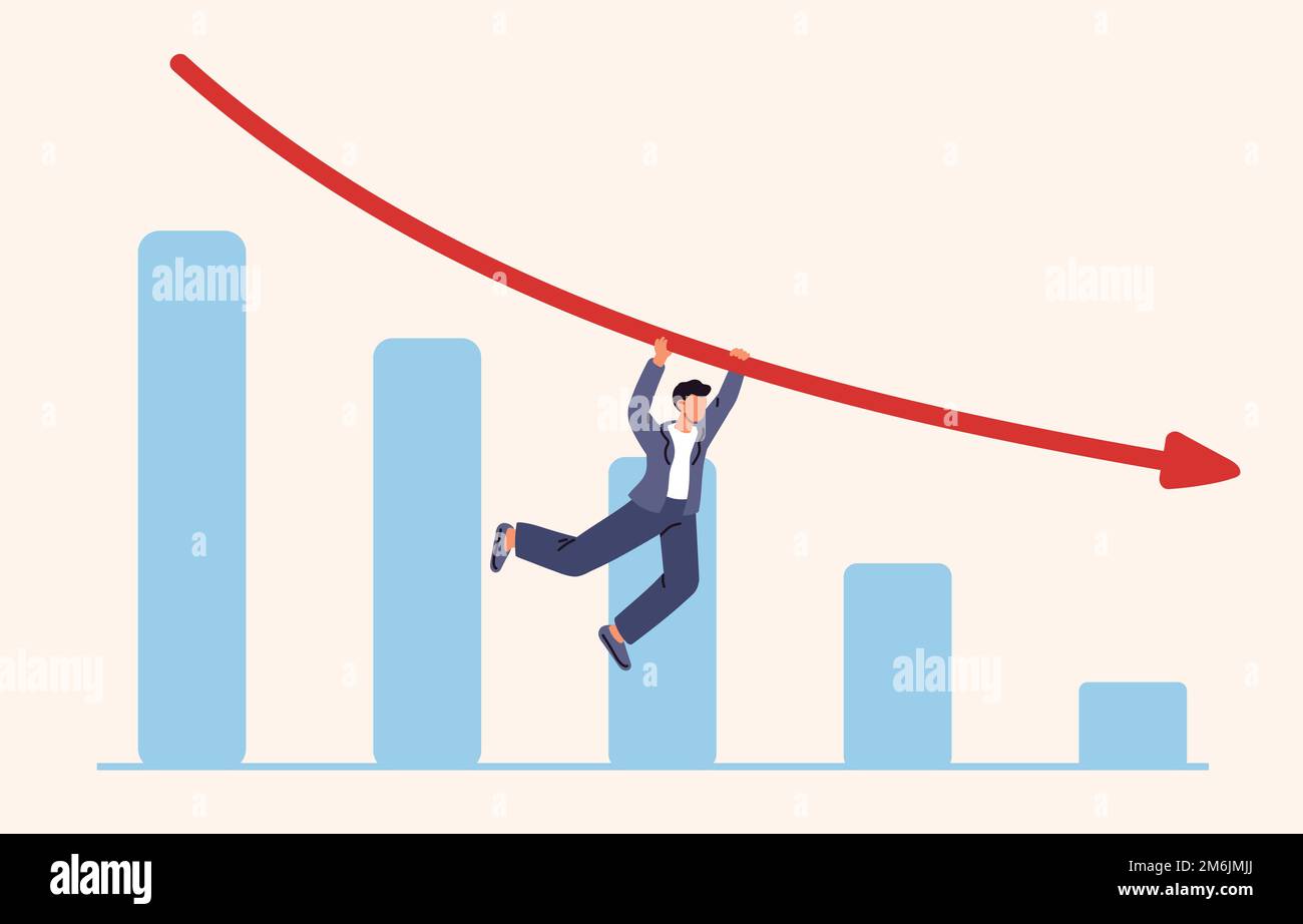 Global financial crisis, decline economy, bankruptcy. Arrow point downwards. Economic downturn ...
