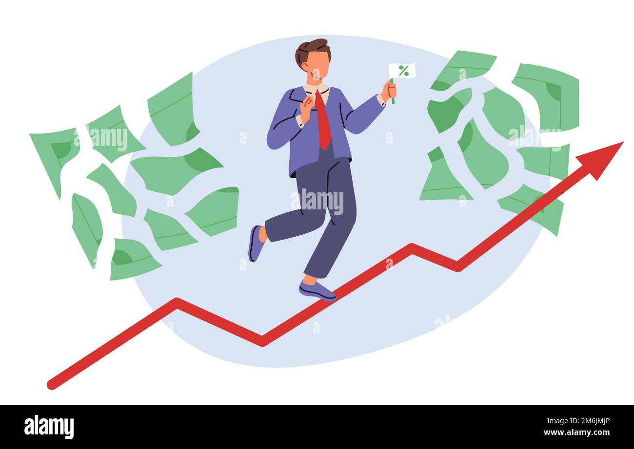 Inflation growing or goes up graph. World economy recession. Price rise ...