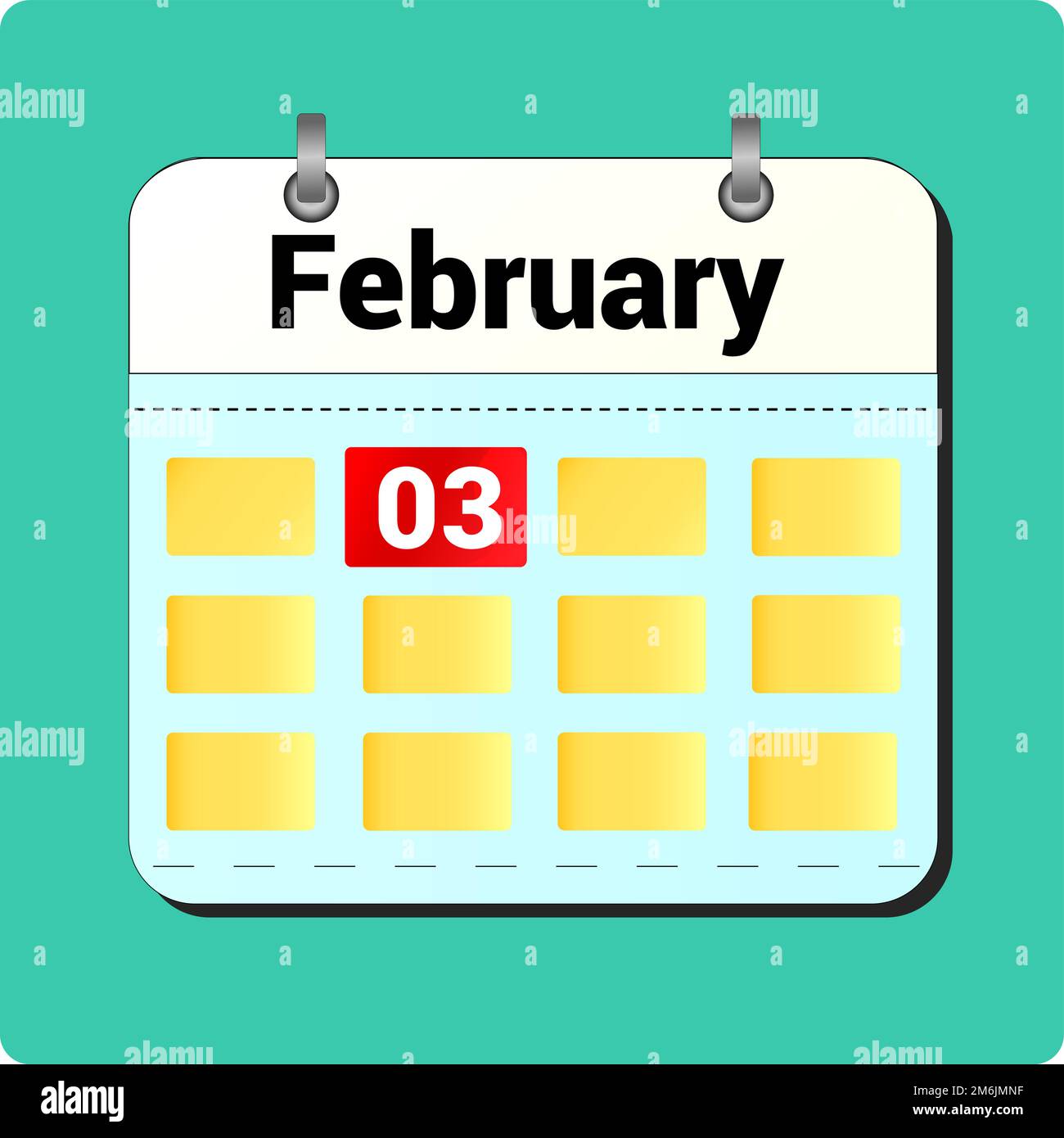 calendar vector drawing, date February 03 on the page Stock Vector ...
