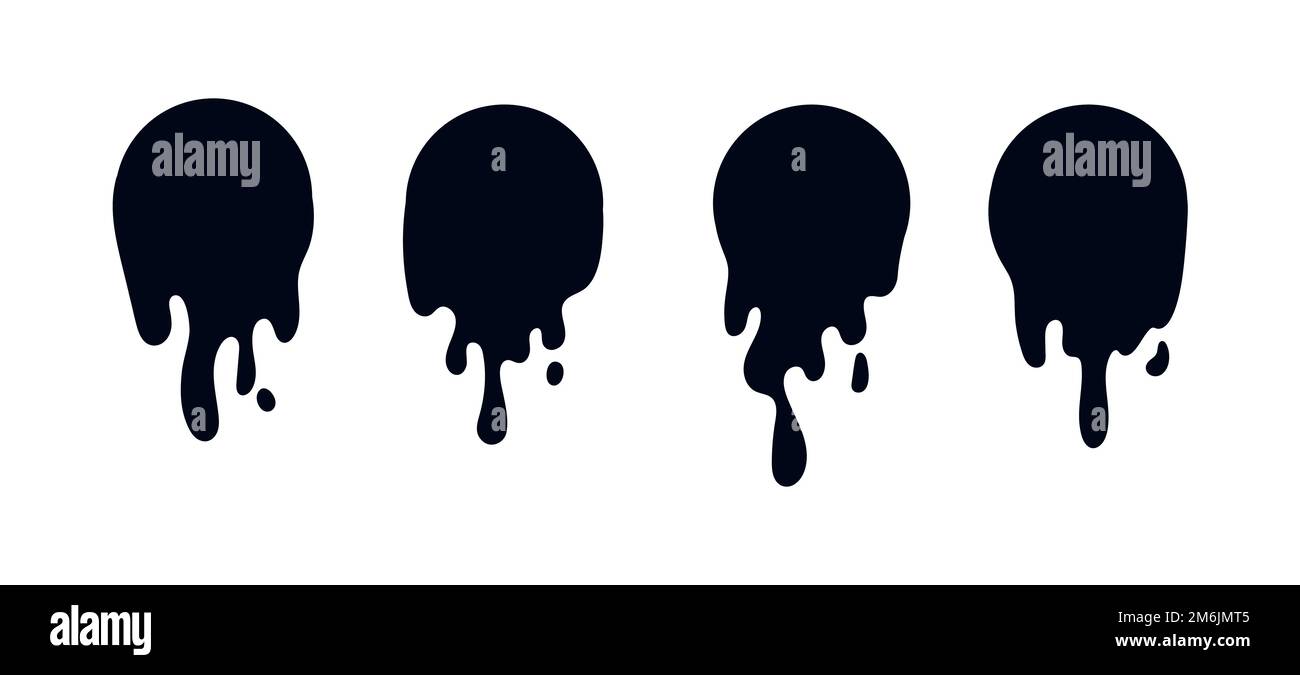 Melte drip circle sticker. Abstract set of cream splash, chocolate or ...