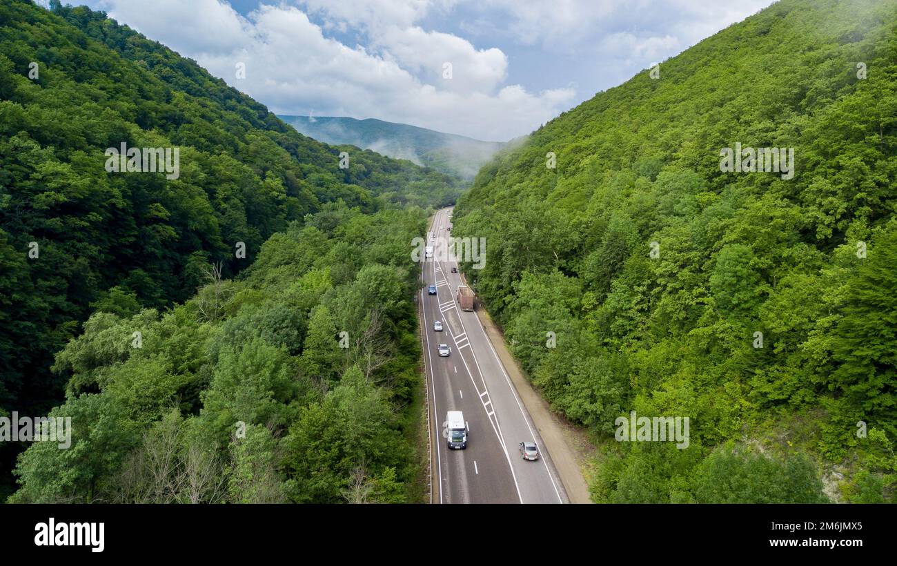 Aerial mountain curvy road in South Russia Stock Photo - Alamy