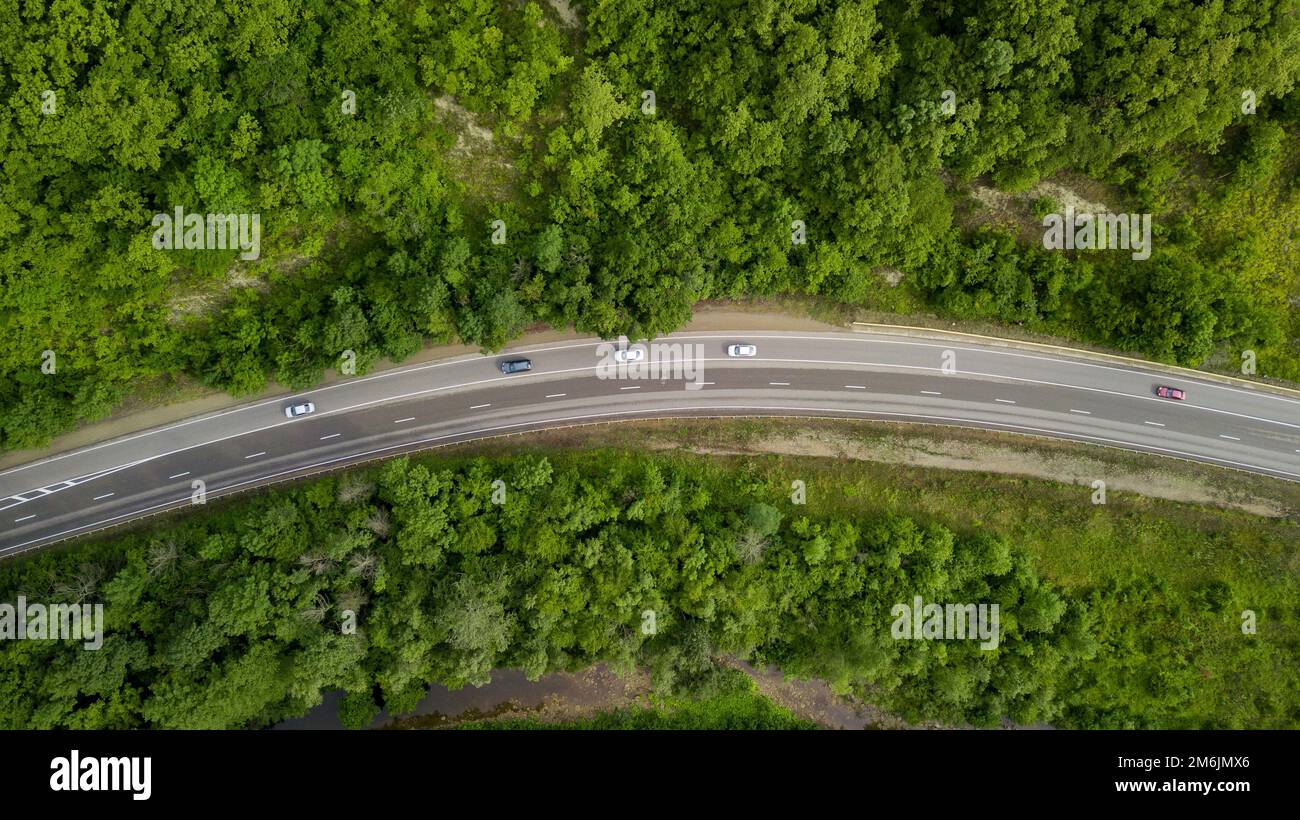 Aerial photo of curvy road hi-res stock photography and images - Alamy