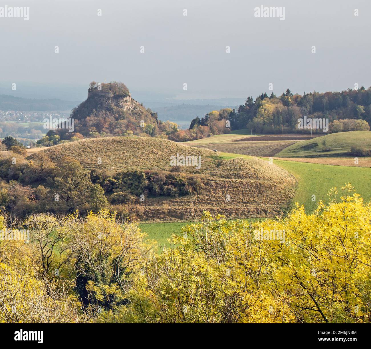 Castle ruin HohenkrÃ¤hen, Hegau Stock Photo - Alamy