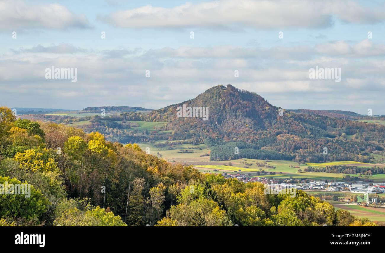 Volcanic cone Hohenhewen in Hegau Stock Photo - Alamy