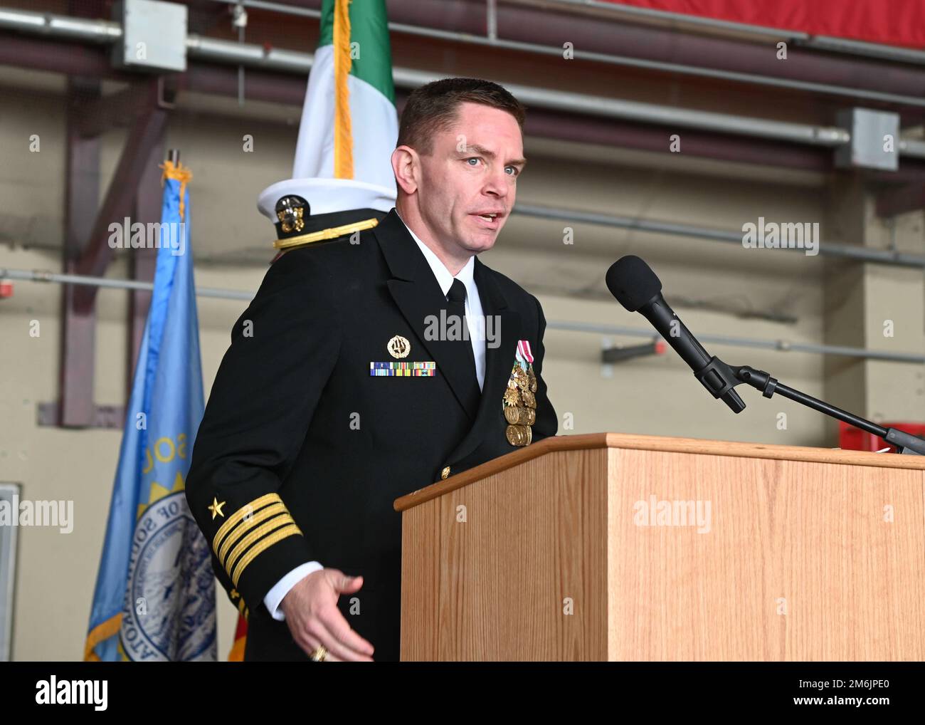 220429-N-UJ449-1342 NAVAL AIR STATION SIGONELLA, Italy (April 29, 2022)— Capt. Aaron Shoemaker ...